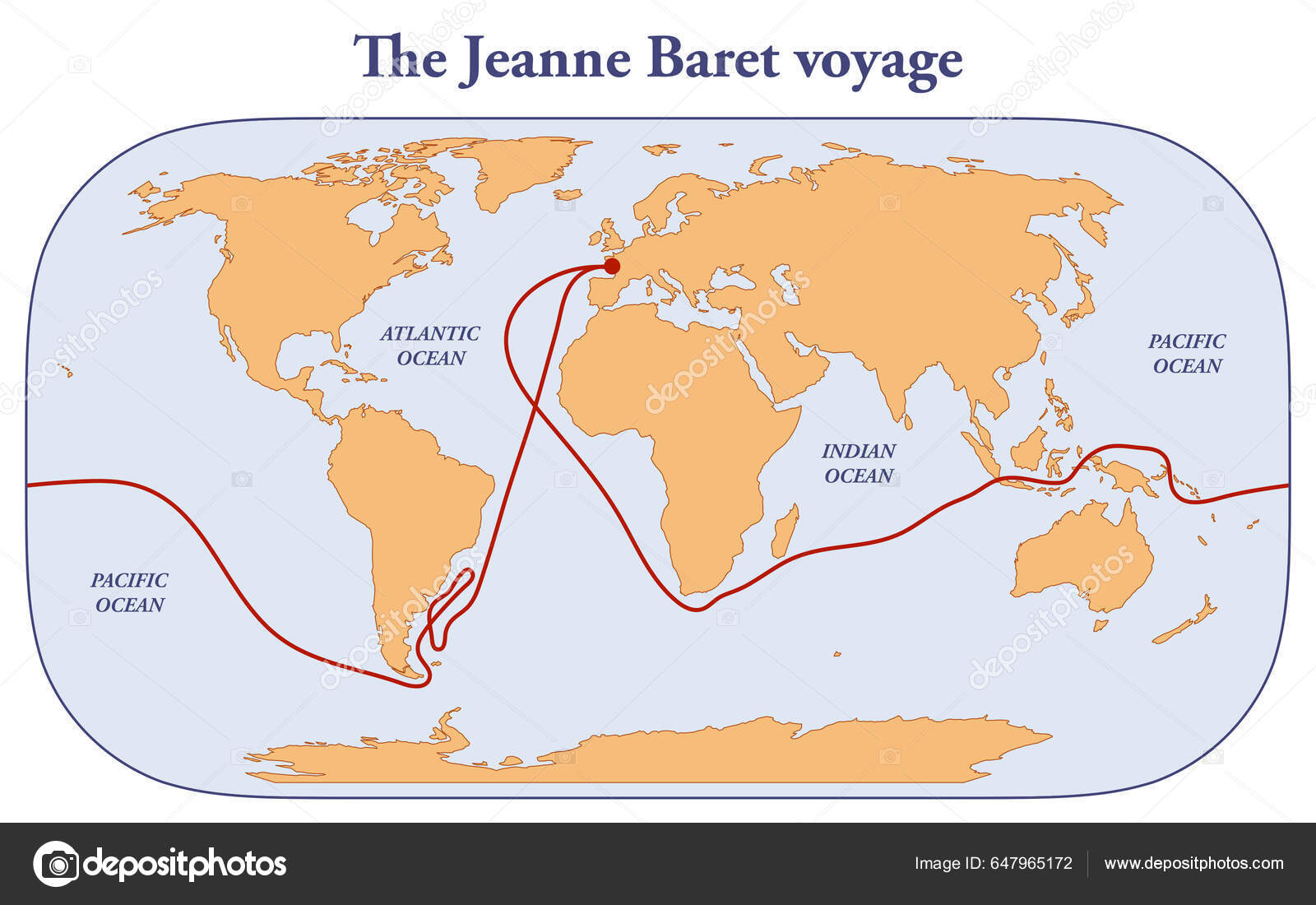 Jeanne Baret Voyage Circumnavigation Globe Stock Illustration by ...