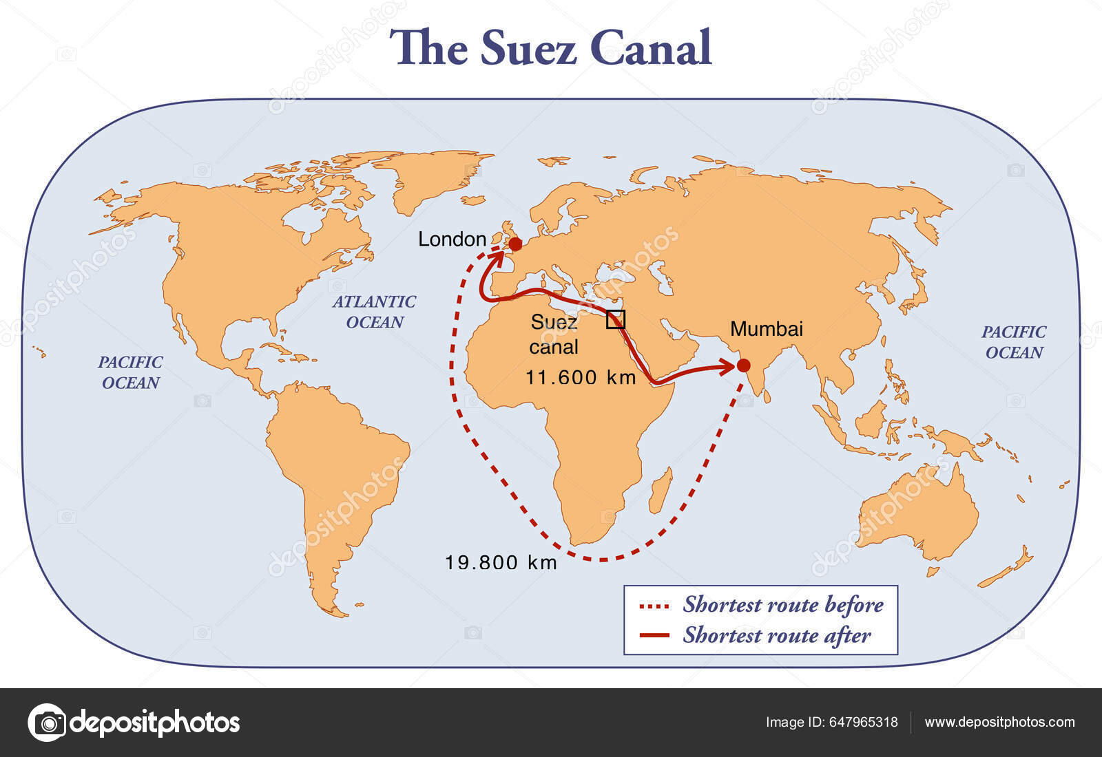 Canal Suez Los Beneficios Distancia Las Rutas Marítimas — Foto de stock ... Canal Suez Los Beneficios Distancia Las Rutas Marítimas — Foto de stock ...