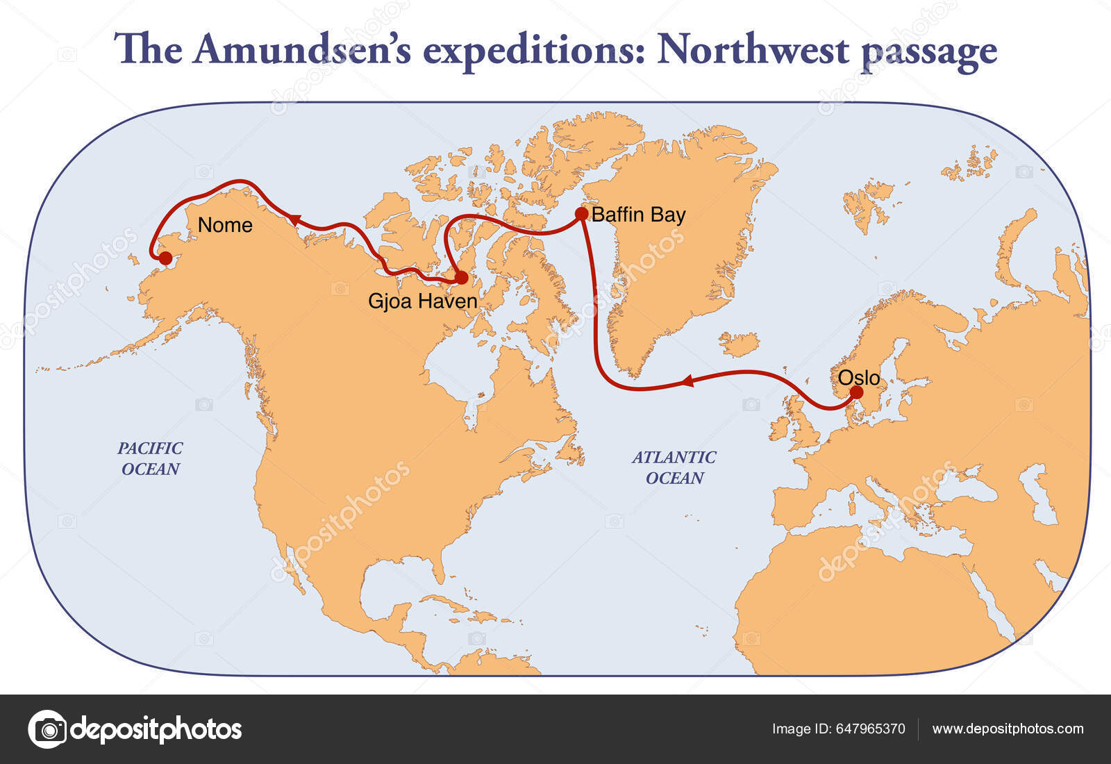 Map Roald Amundsen Expedition Northwest Passage Stock Photo by ...