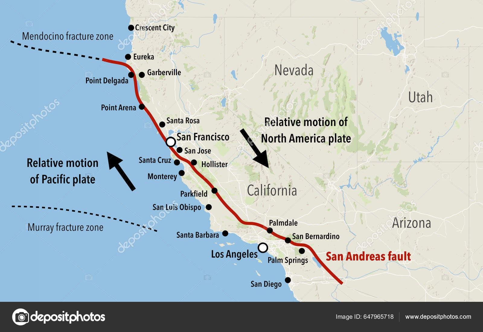 Mapa Falla San Andrés California — Foto de stock #647965718 © dkaramit
