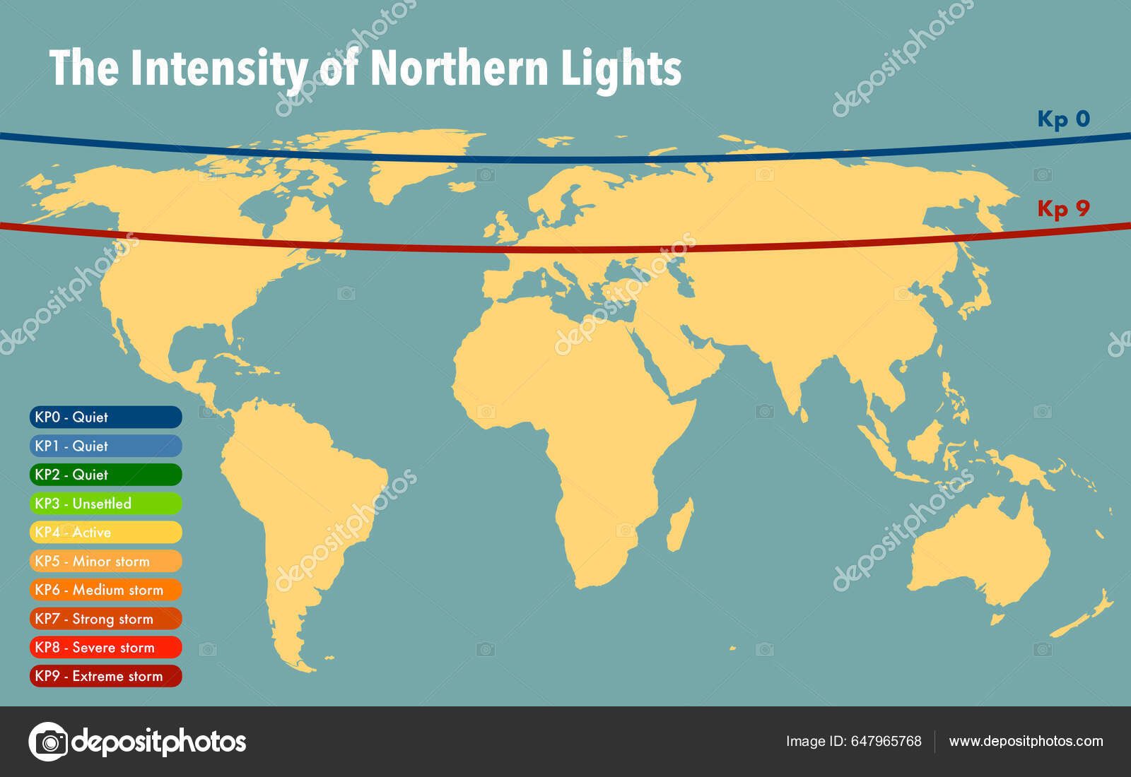 World Map Intensity Visibility Northern Lights Stock Photo by ©dkaramit ...