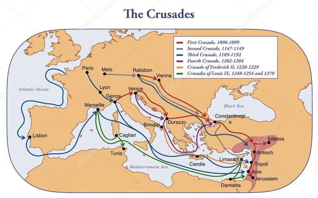 Mapa de las principales rutas y carreteras de las Cruzadas 2023