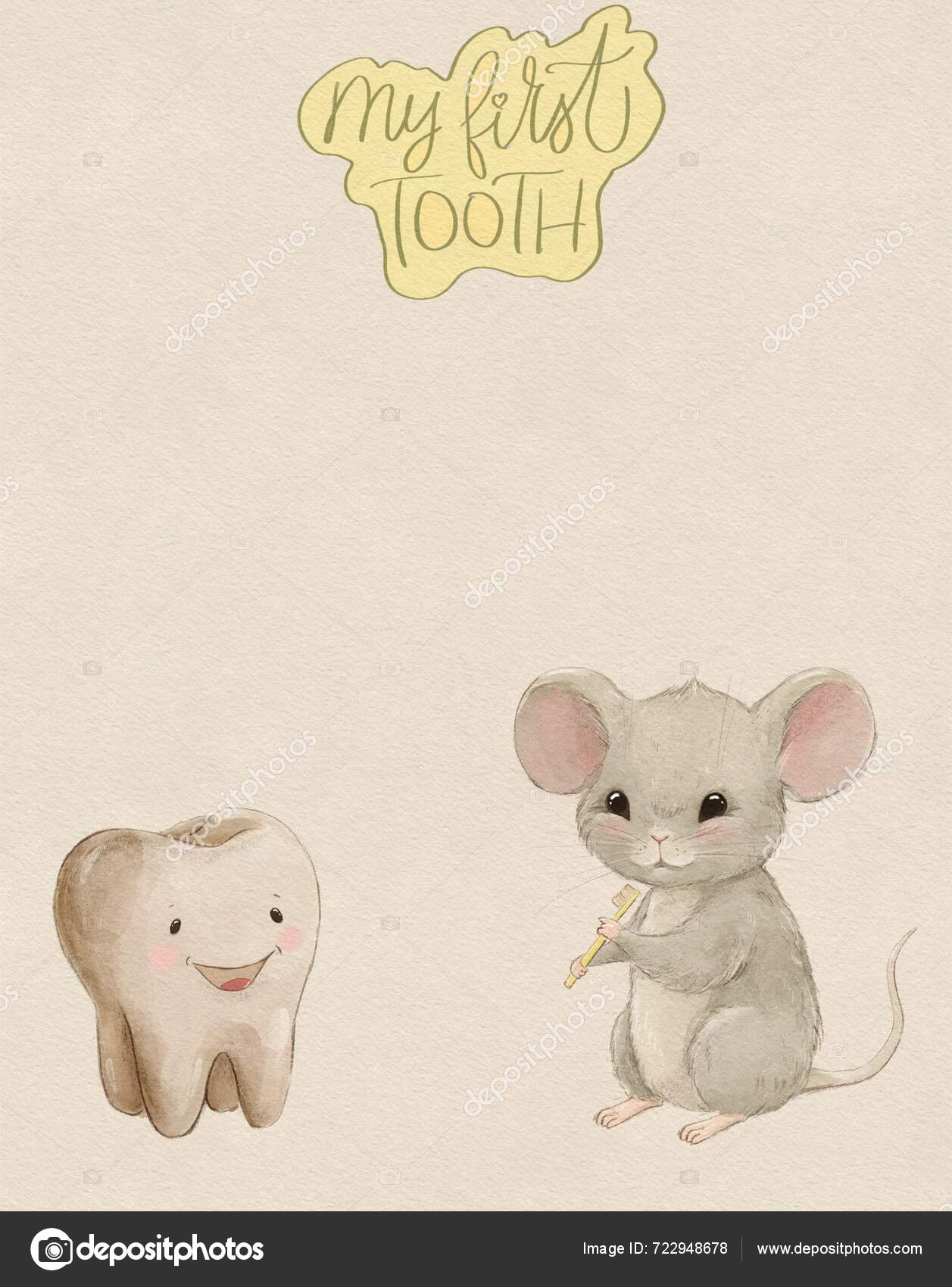 First Tooth Party Card Baby Animal — Stock Photo © Alekuwka #722948678