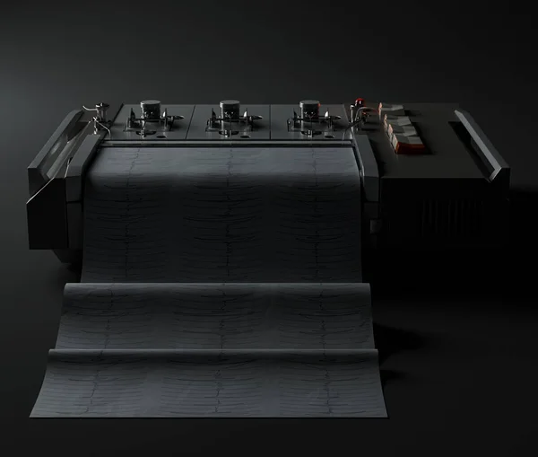 A russian polygraph lie detector machine drawing lines on graph paper ...