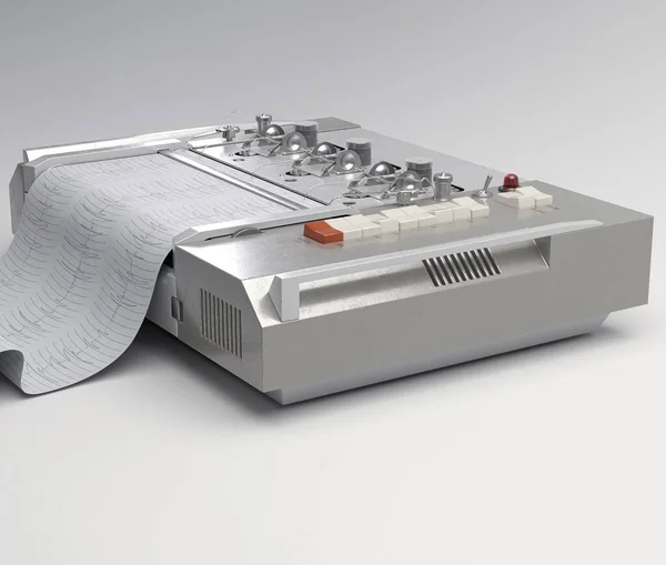 A russian polygraph lie detector machine drawing lines on graph paper ...