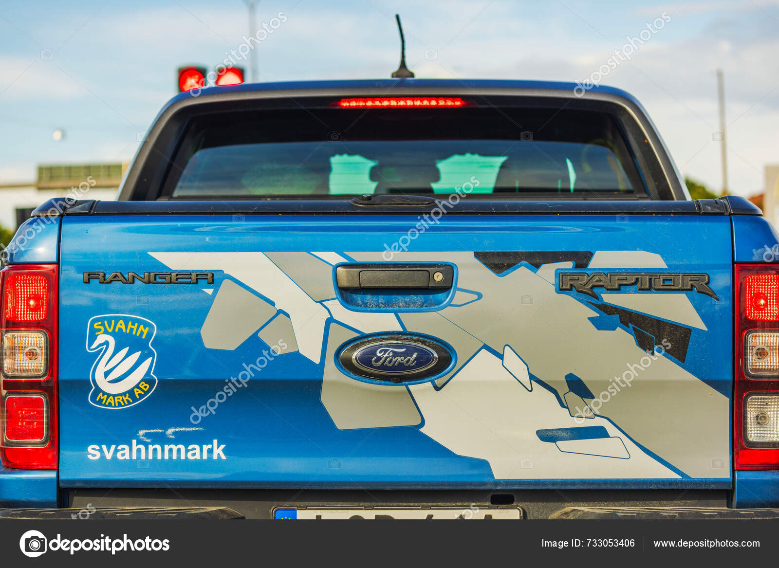 Back View Blue Ford Ranger Raptor Pickup Truck Svahn Mark — Stock ...