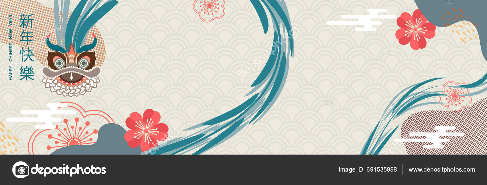 Chinese New Year 2024 Year Dragon Chinese New Year Banner Stock Vector ...