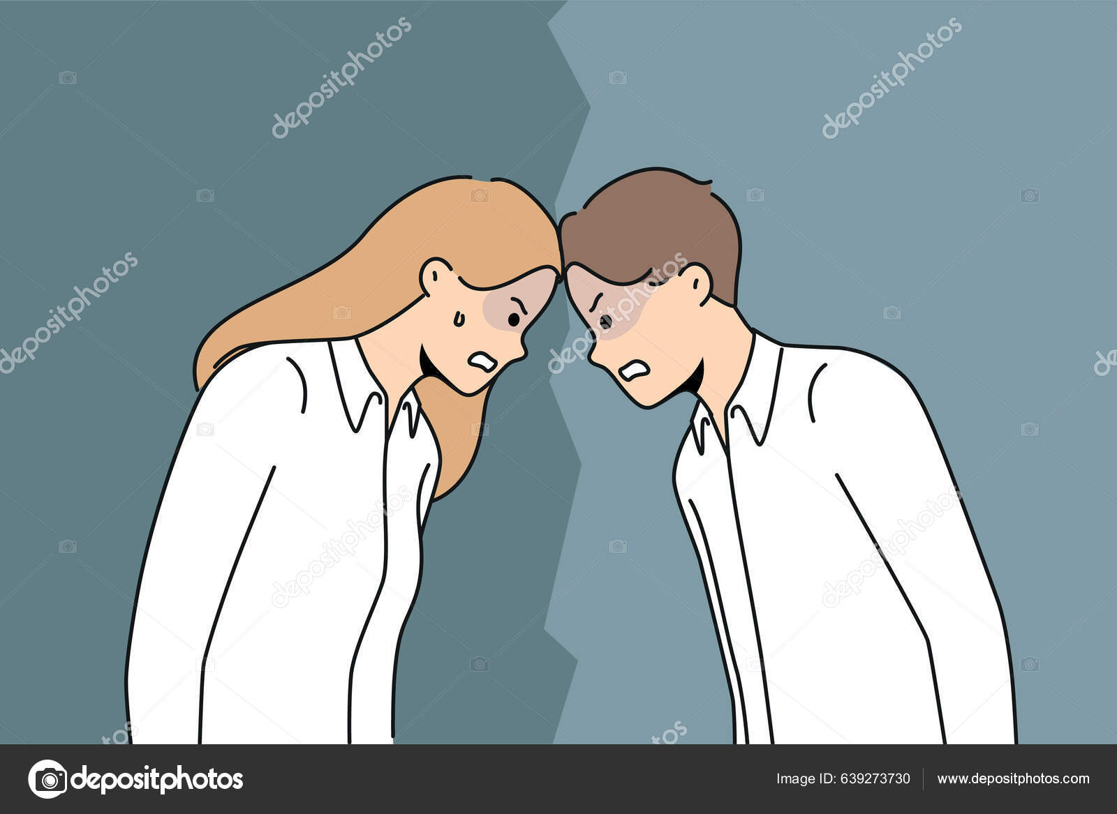 Angry Man Woman Confrontation Workplace Furious Male Female Rivals ...