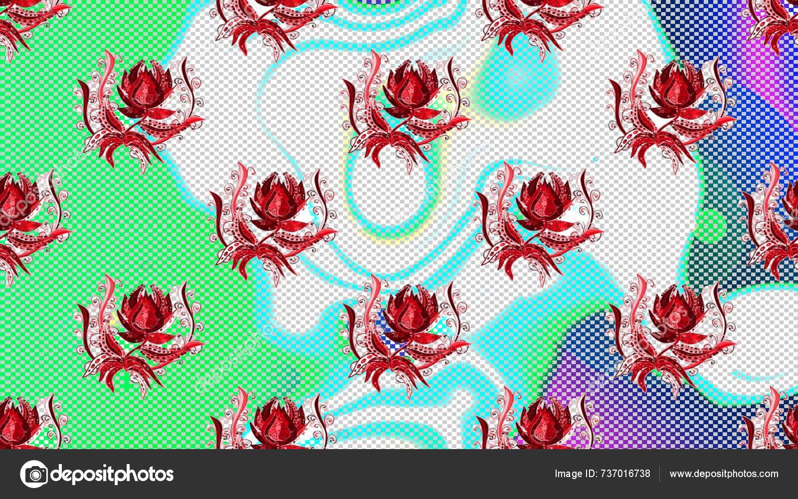 Hand Floral Pattern Raster Illustration Fancy Fabric Pattern Colour ...