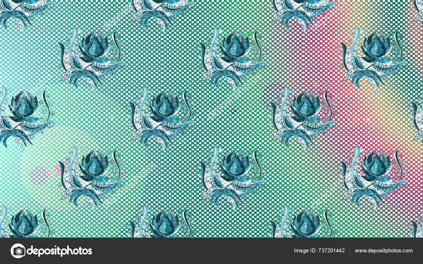 Nice Flower Raster Pattern Flowers Blue Green Neutral Colors Colour ...