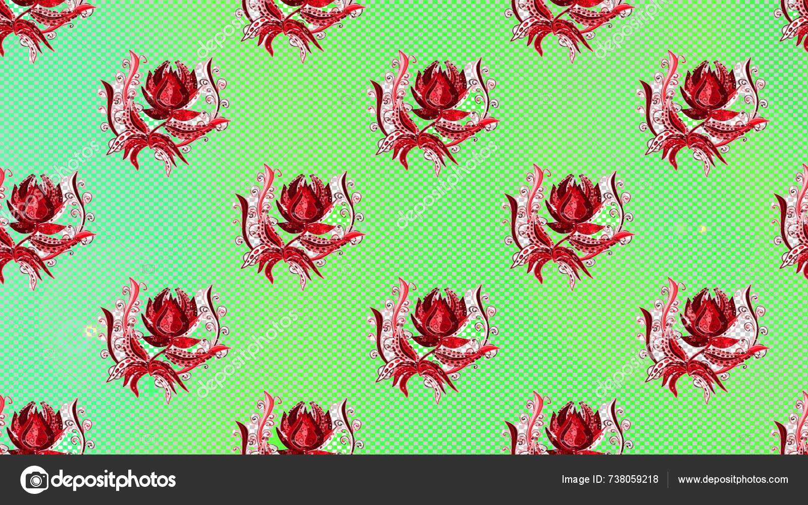 Flower Pattern Raster Hand Beautiful Fabric Pattern Colour Spring Theme ...