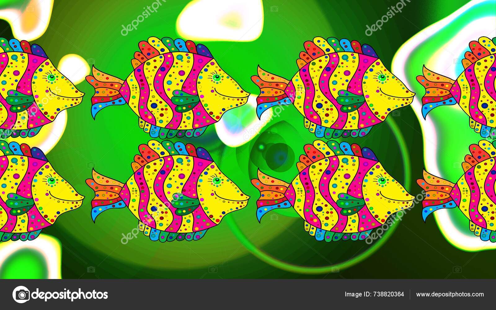 Raster Stylized Raster Cute Color Fish Children Textile Wrapping Paper ...