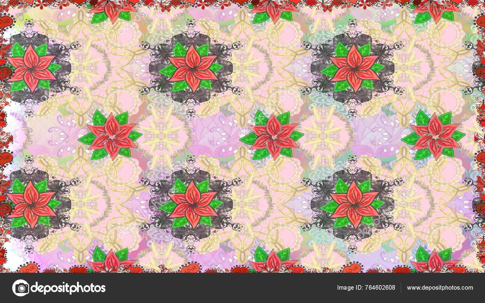 Simple Cute Pattern Small Scale Flowers Raster Illustration Floral ...