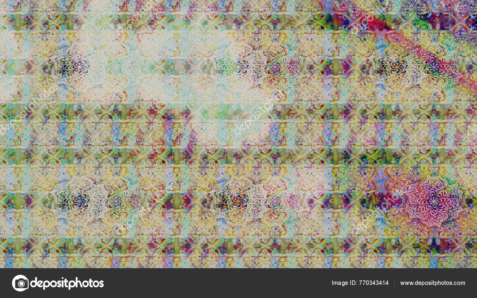 Sketch Floral Pattern Raster Illustration Flowers Neutral Colors Colour ...