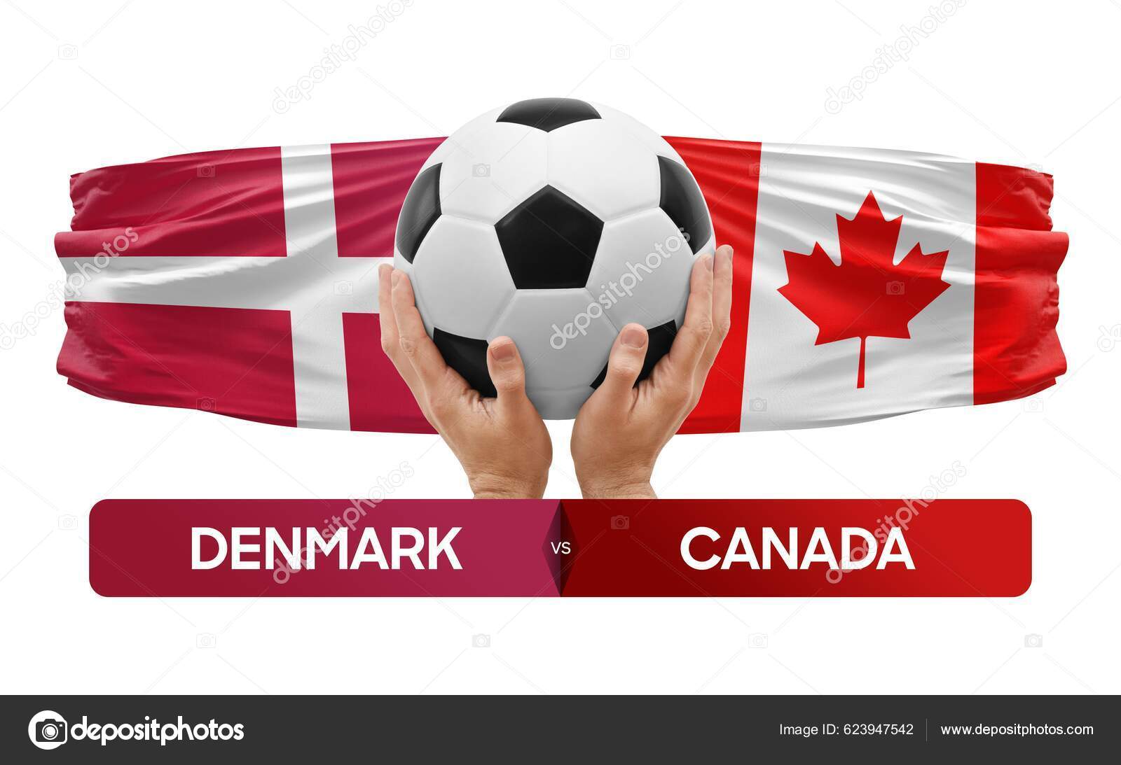 Denmark Canada National Teams Soccer Football Match Competition Concept ...