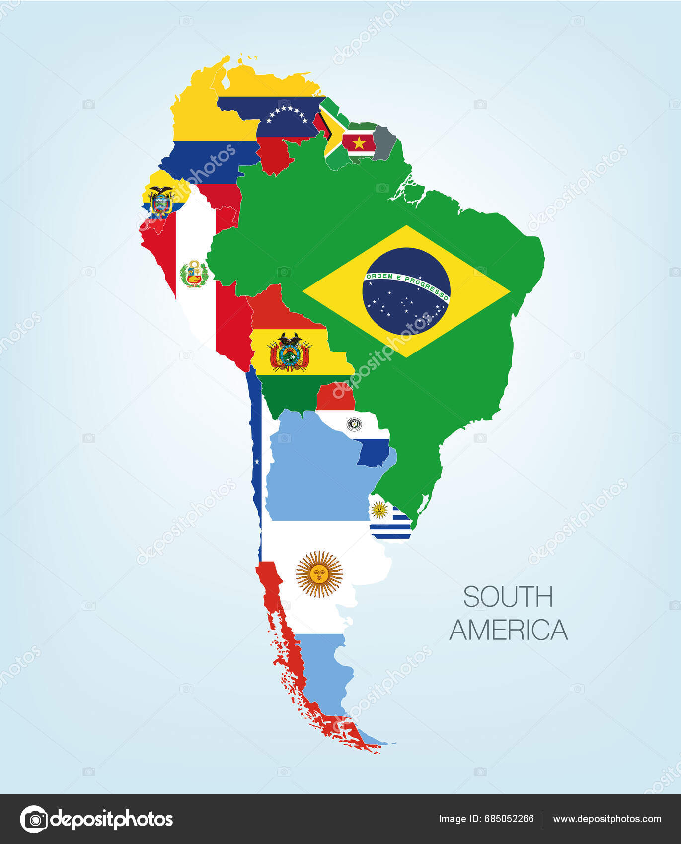 Mapa Sul Americano Dividido Por Países Ilustração Vetorial Vetor de ...