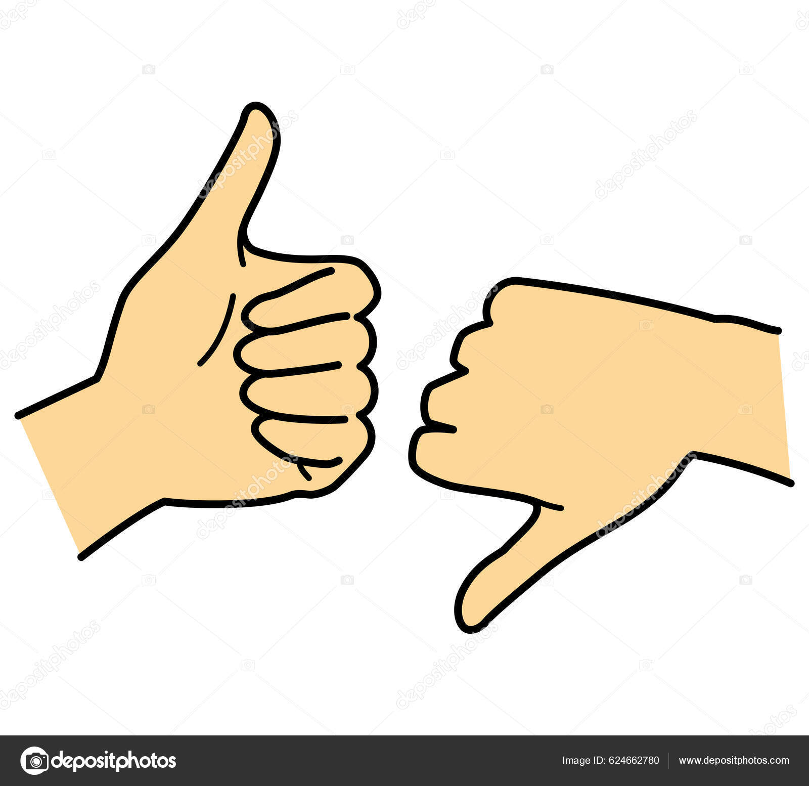 Handgeste Handzeichen Daumen Hoch Und Daumen Runter Gut Und Schlecht ...