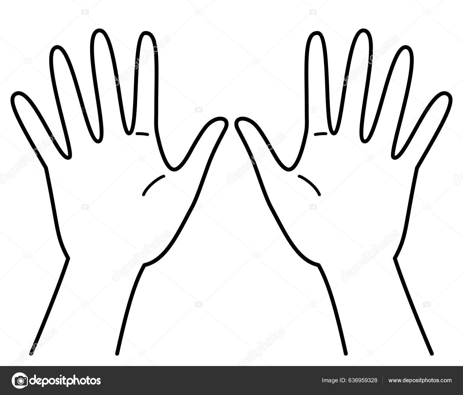 Hand Gesture Hand Sign Number Both Hands Monochrome Illustration ...