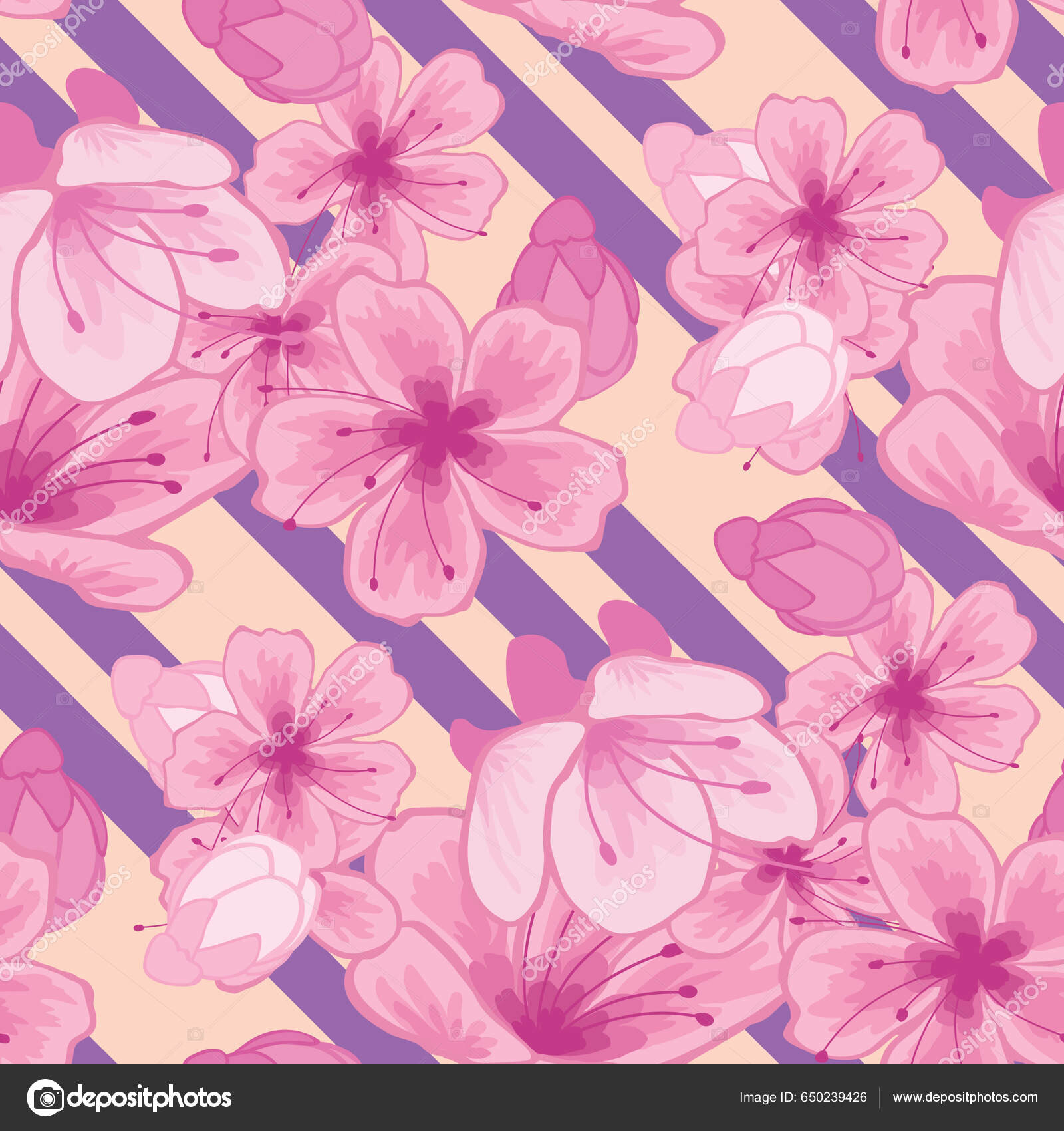Beautiful Seamless Surface Pattern Design Inspired Stunning Sakura ...