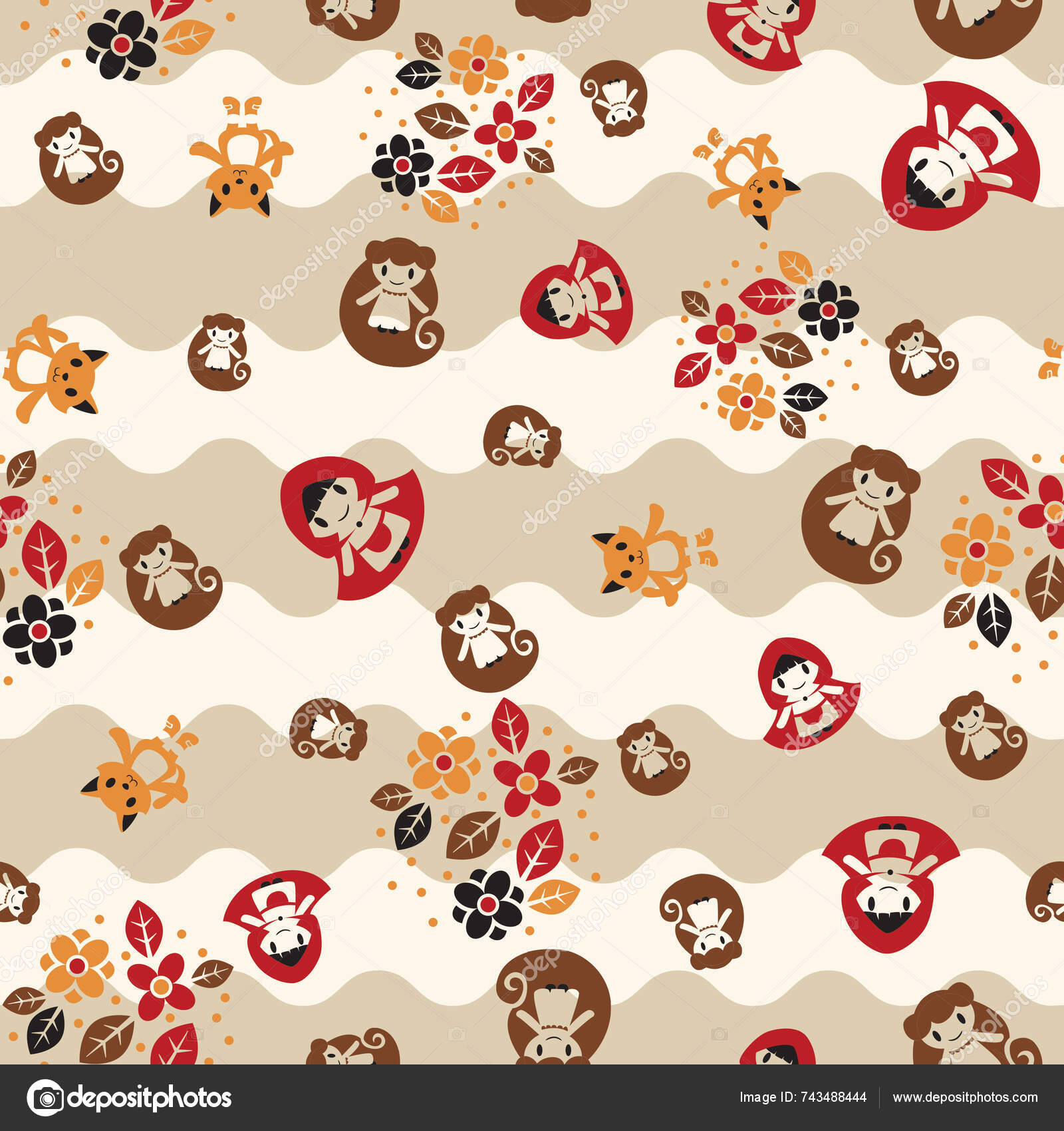 Cute Minimalistic Design Repeat Seamless Pattern Featuring Fairy Tale ...