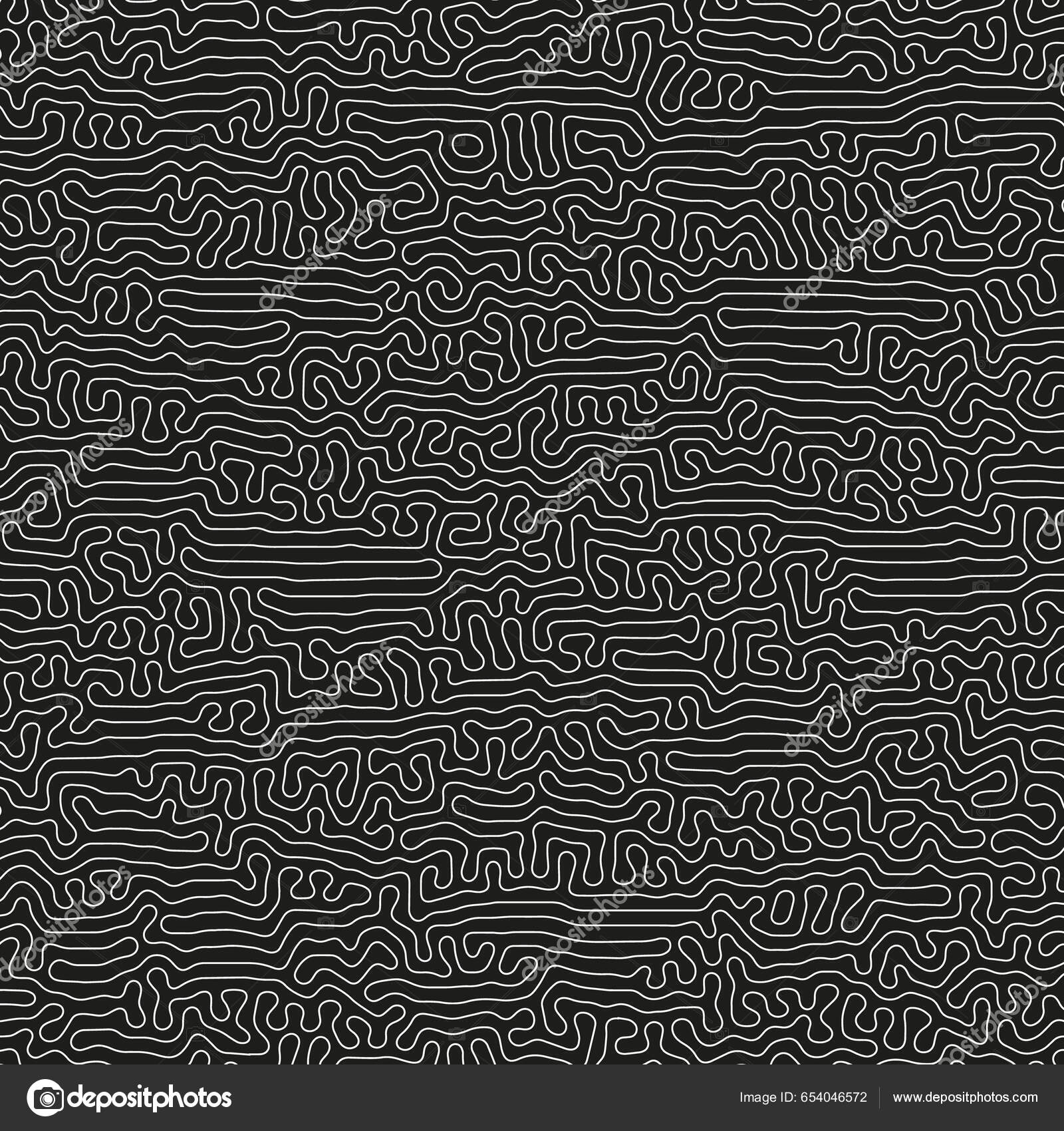 Jalur Terjerat Psychedelic Complexity Pattern Vector Black Dan White Abstract Vektor Stok oleh ...
