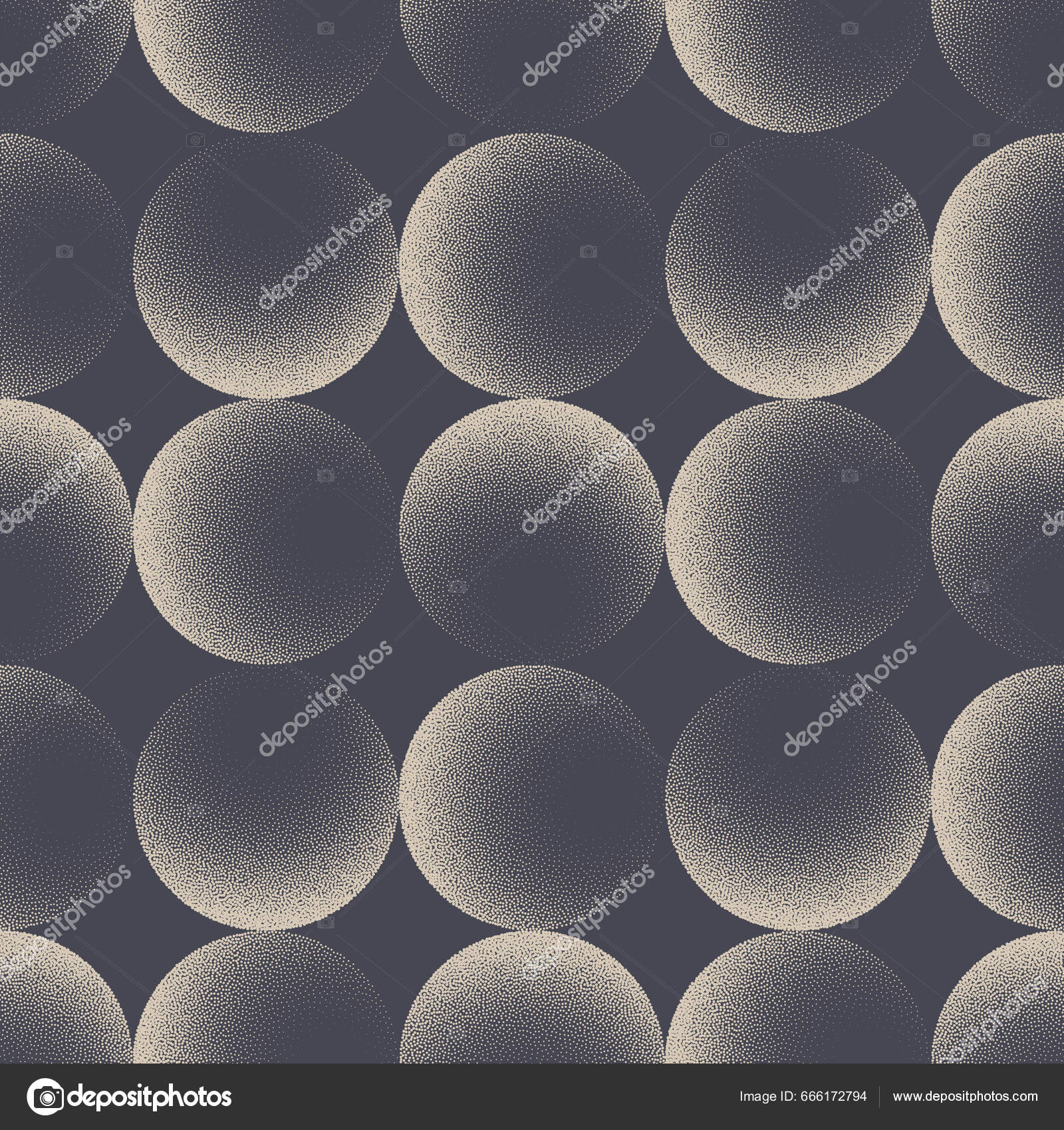 60S Retro Styled Spheres Seamless Pattern Vector Dotwork Abstract ...