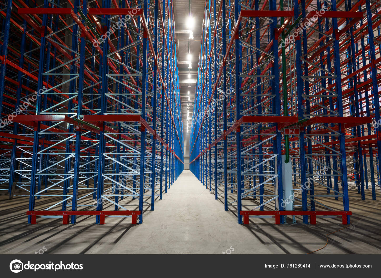 Long Symmetrical View Warehouse Tall Metal Racking System Designed ...