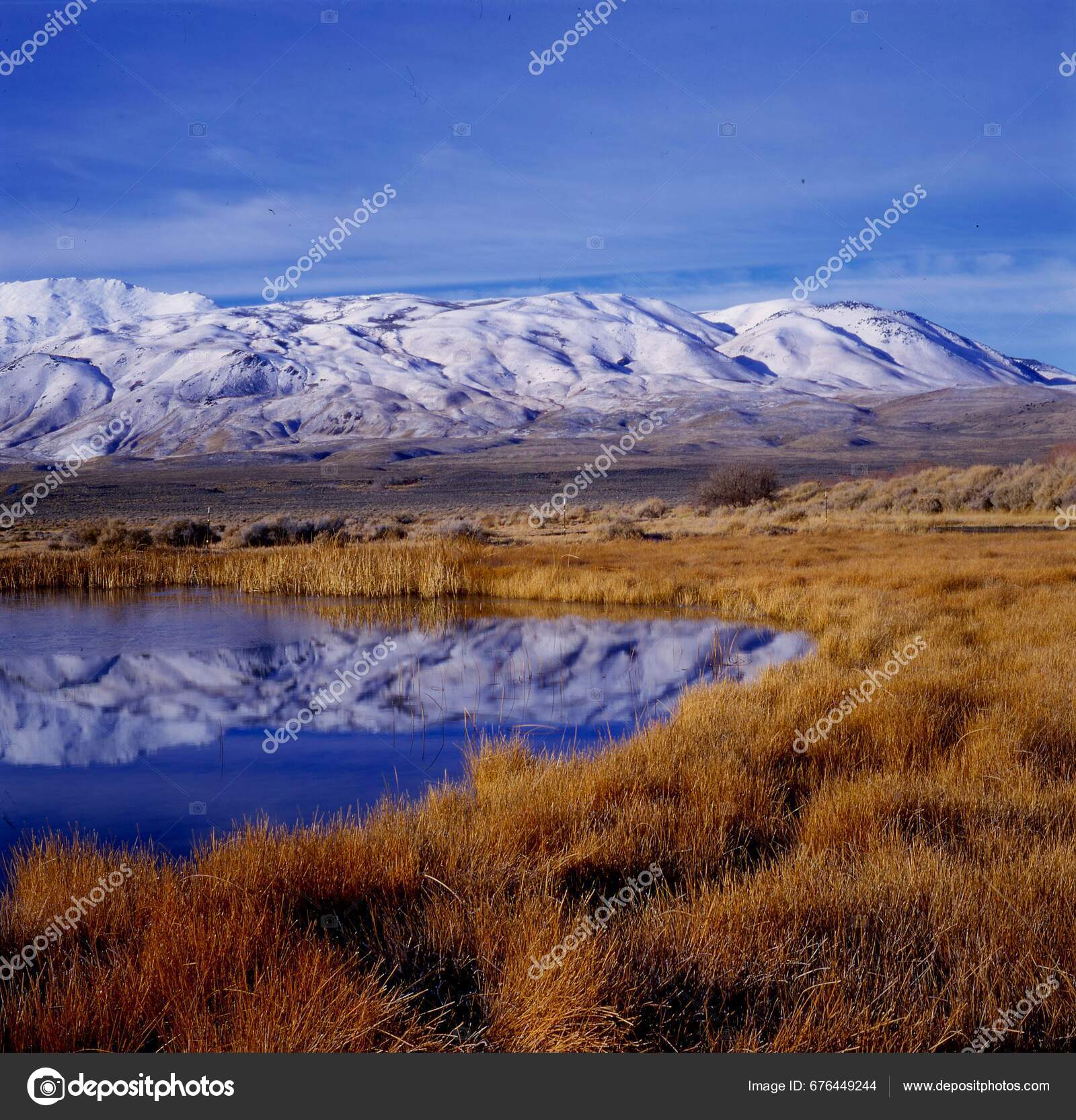 Reflection Granite Range Mtns Black Rock Desert Gerlach Nevada Usa ...