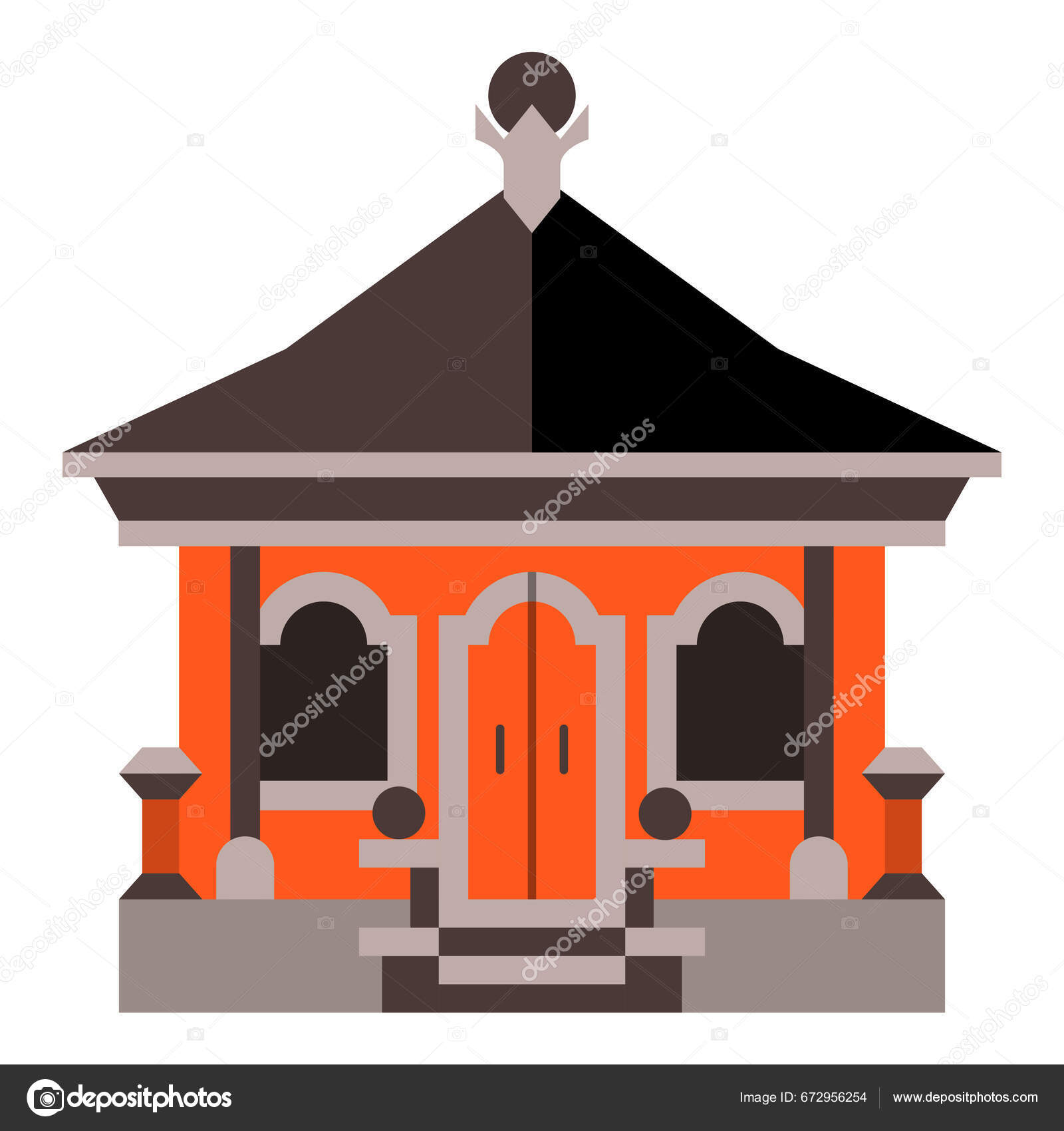 Rumah Adat Bali Balinese Traditional House Vector Illustration Design ...