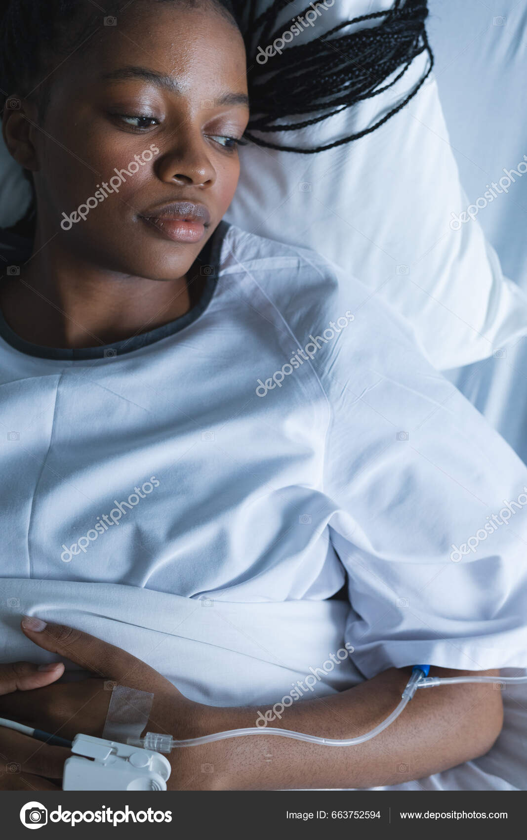African American Female Patient Drip Hand Lying Bed Hospital Room ... African American Female Patient Drip Hand Lying Bed Hospital Room ...