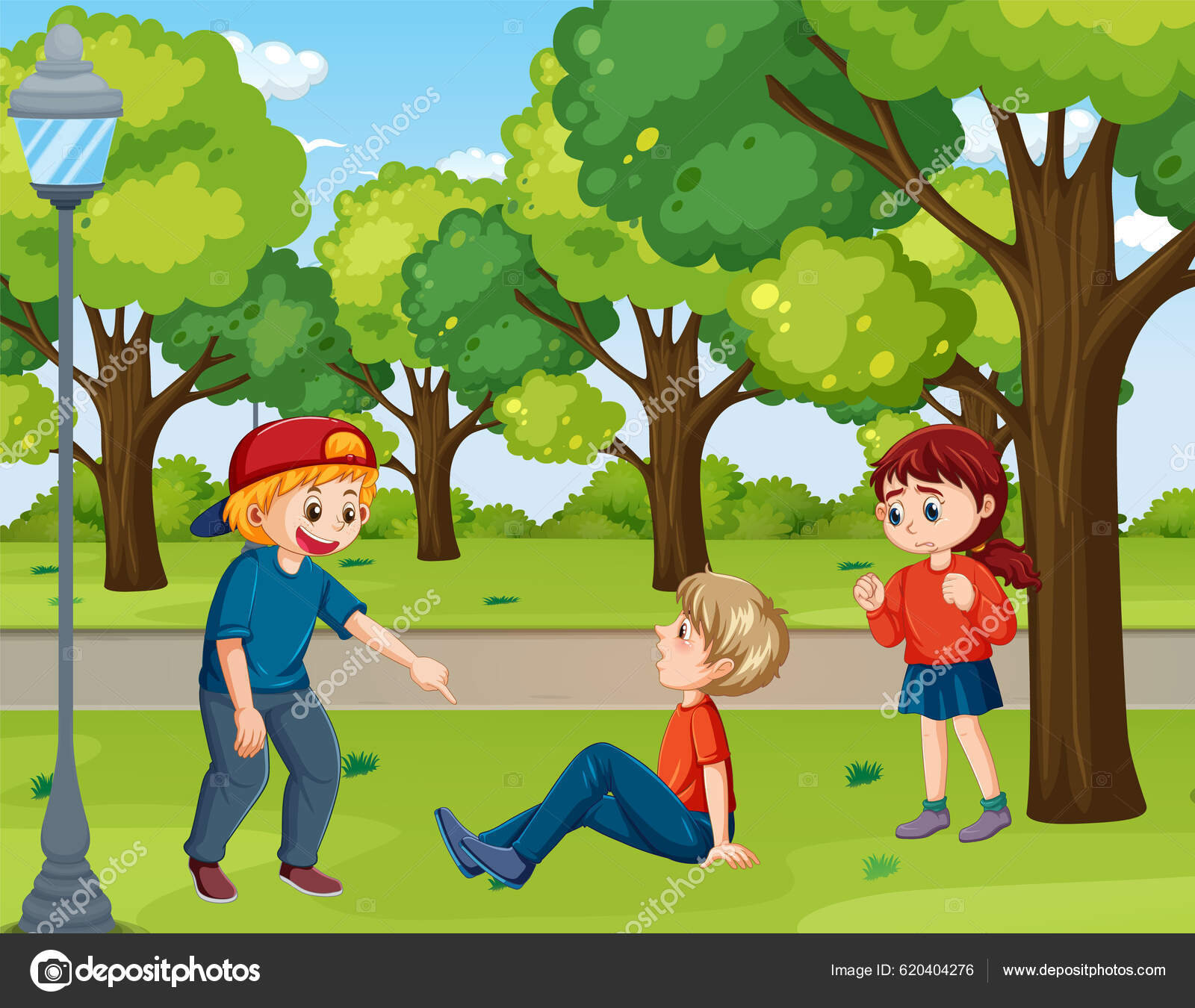 School Bullying Student Cartoon Characters Illustration Vector de stock ...