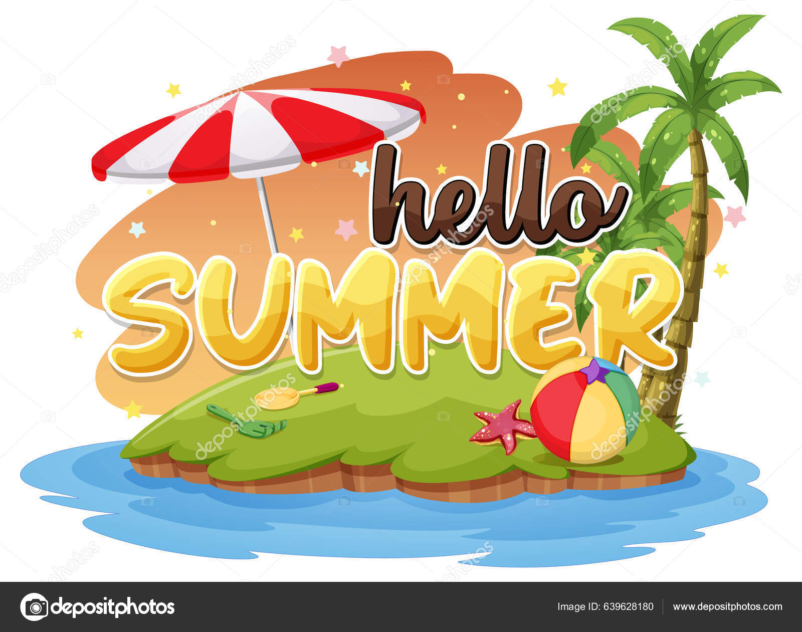 Hola Verano Logo Plantilla Ilustración Vector de stock #639628180 de ...