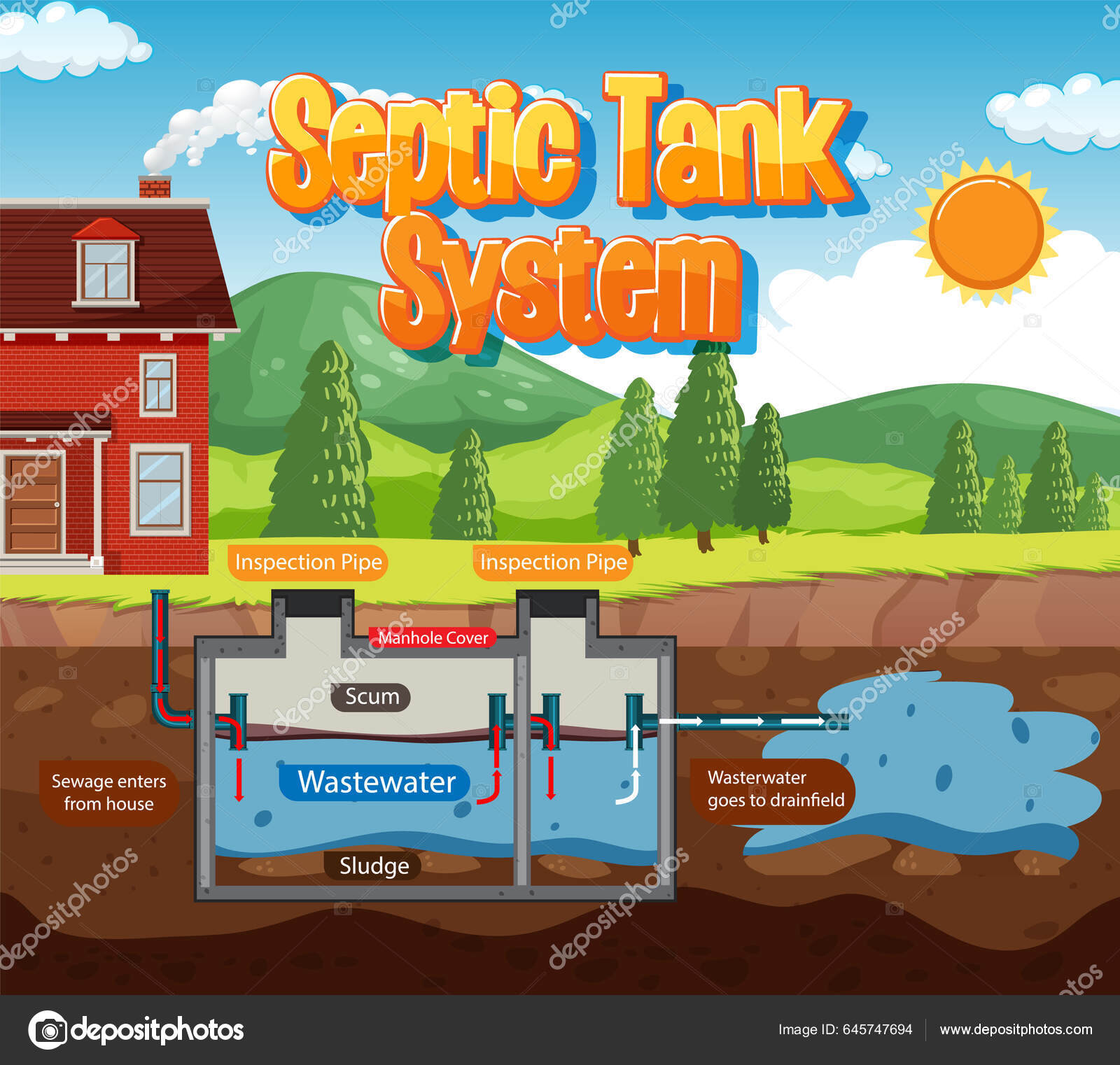 Septic Tank System Diagram Illustration Stock Vector by ©interactimages ... Septic Tank System Diagram Illustration Stock Vector by ©interactimages ...