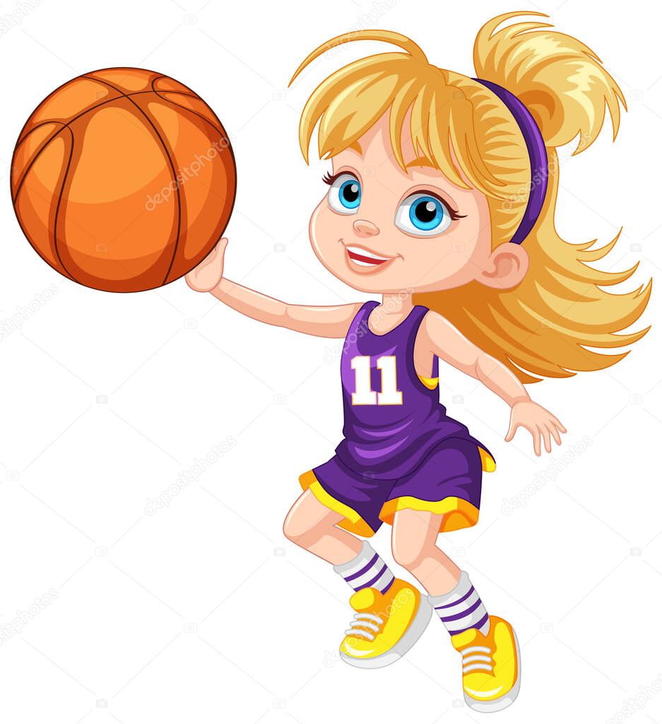 Jugadora Baloncesto Femenina Ilustración Personajes Dibujos Animados ...