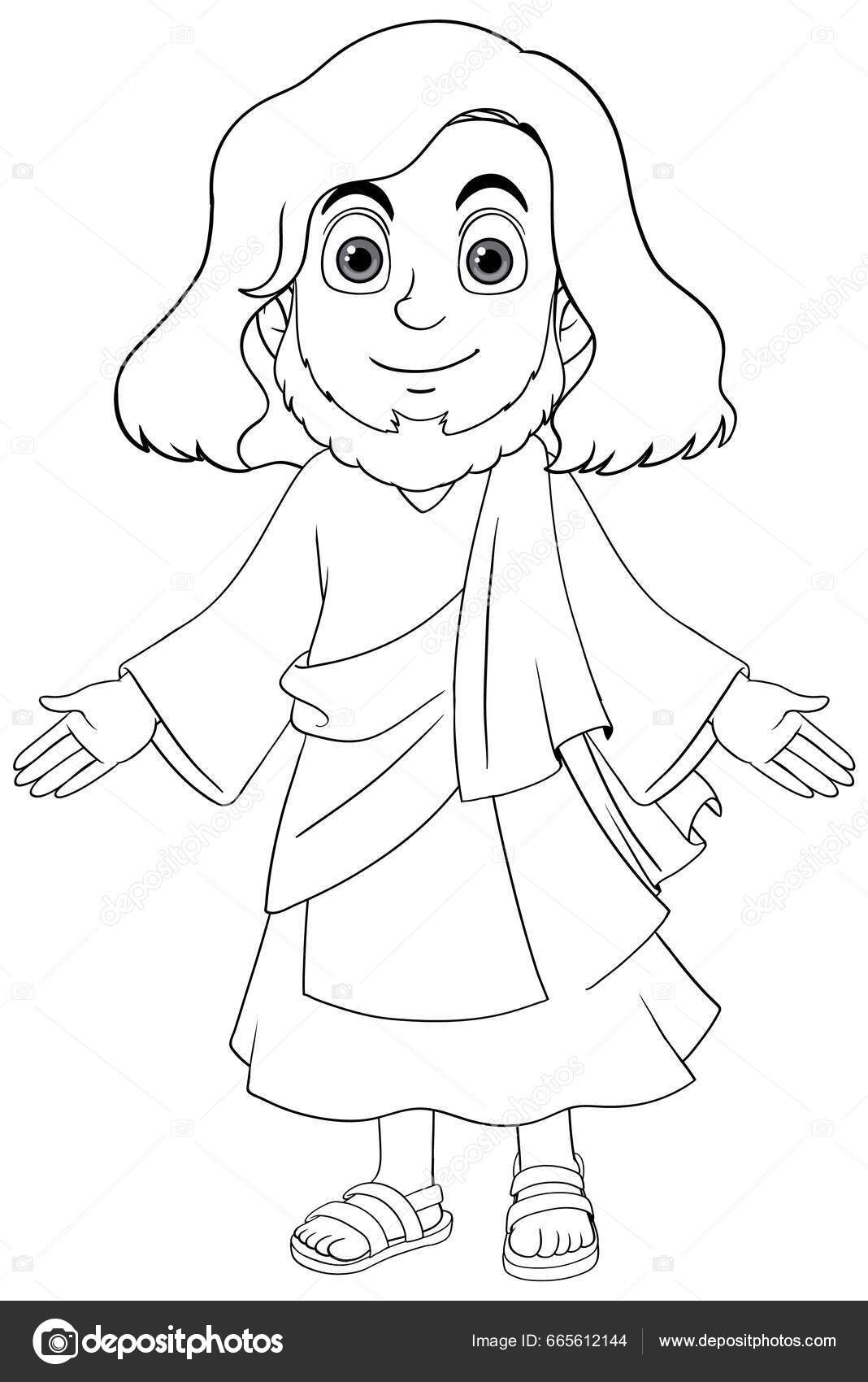 Jesus Cristo Esboço Para Colorir Ilustração Vetor de ©interactimages ...