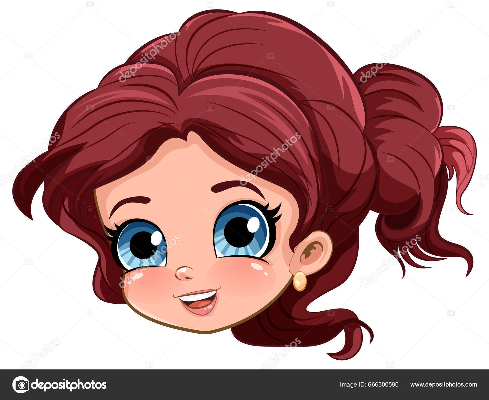 Beautiful Woman Face Cartoon Illustration Stock Vector By