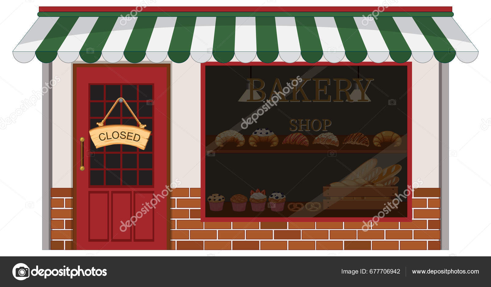 Ilustrasi Dari Toko Roti Dengan Tanda Tertutup Pintu Vektor Stok oleh ...