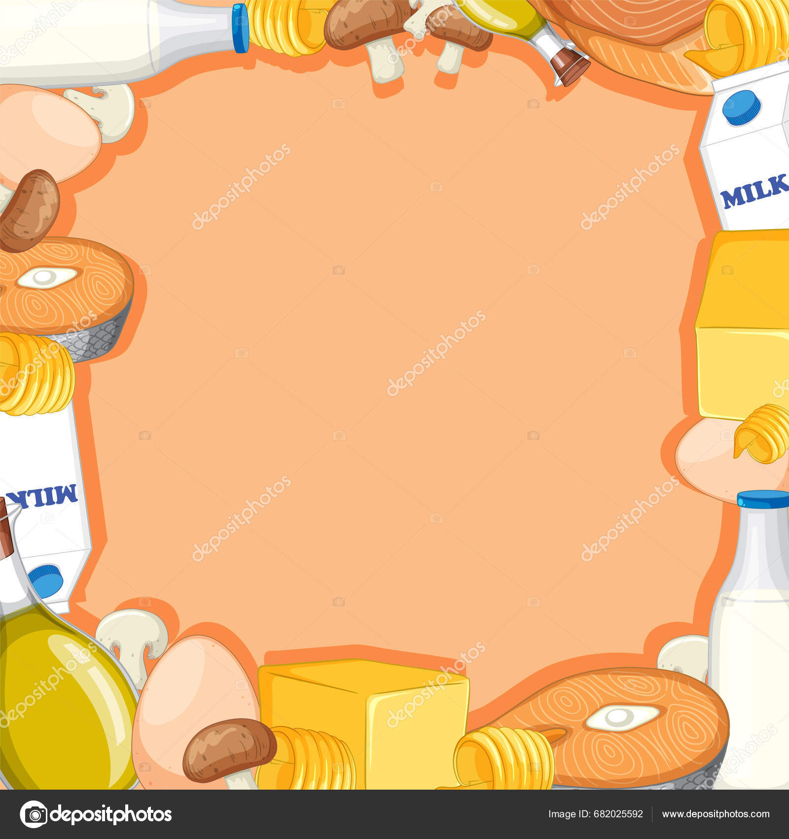 Vector Cartoon Illustration Food Themed Frame Border Template Stock ...