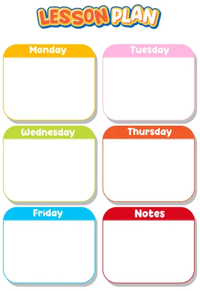 Vector Cartoon Illustration Student's Lesson Plan List Template Stock ...
