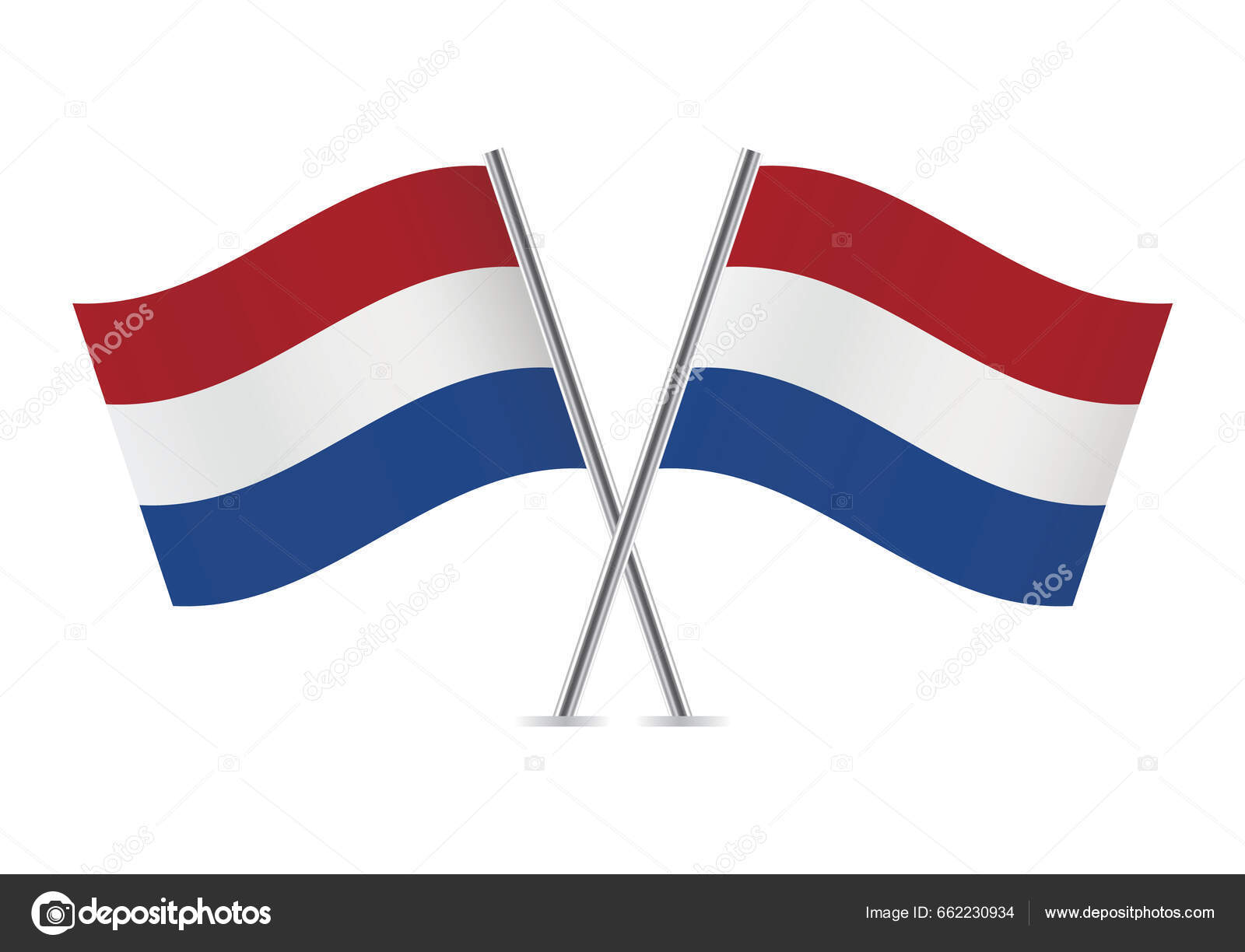 Netherlands Crossed Flags Netherlandish Flags White Background Vector ...