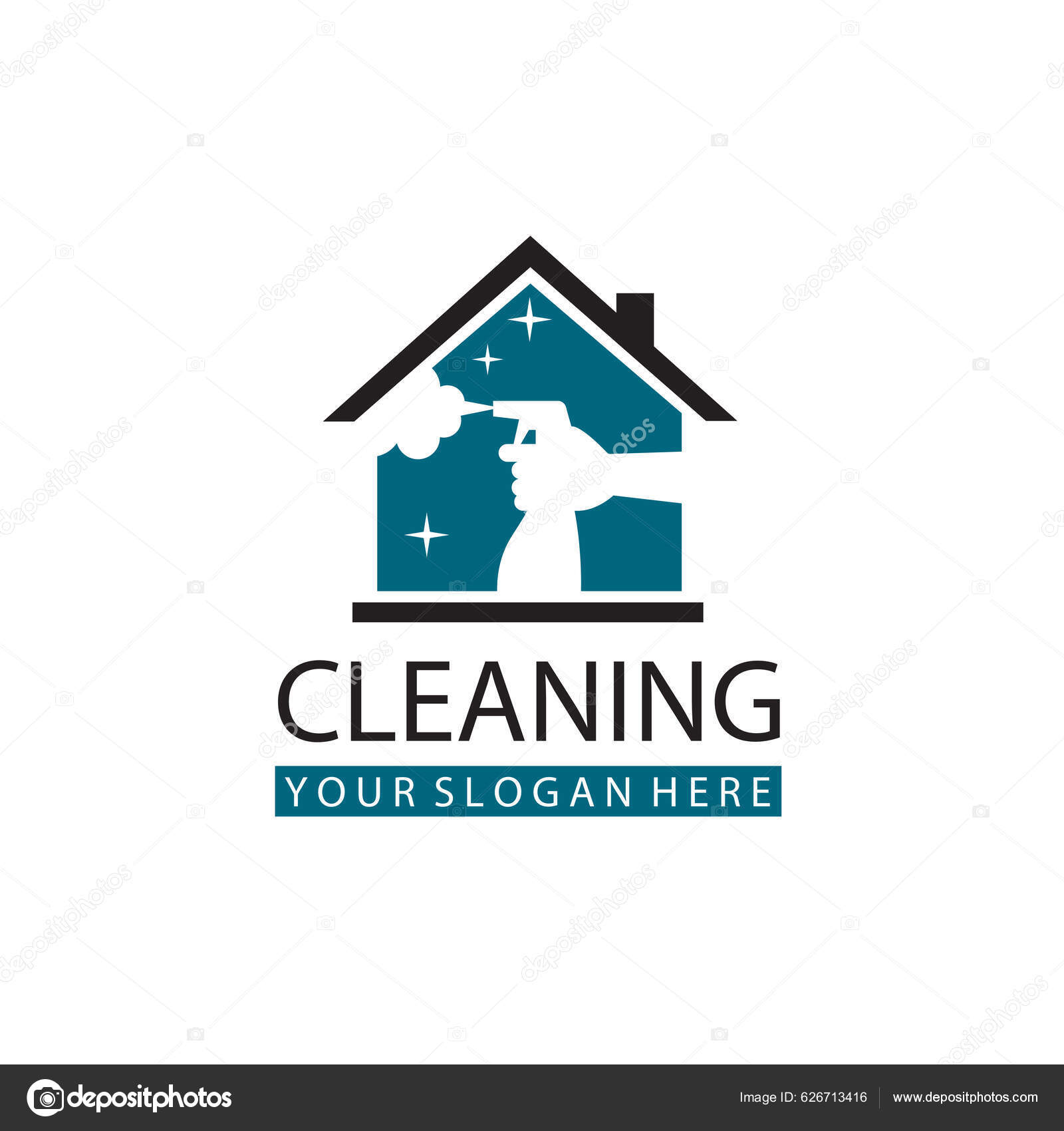 Cleaning Service Design Spray Bottle Hand Isolated White Background ...