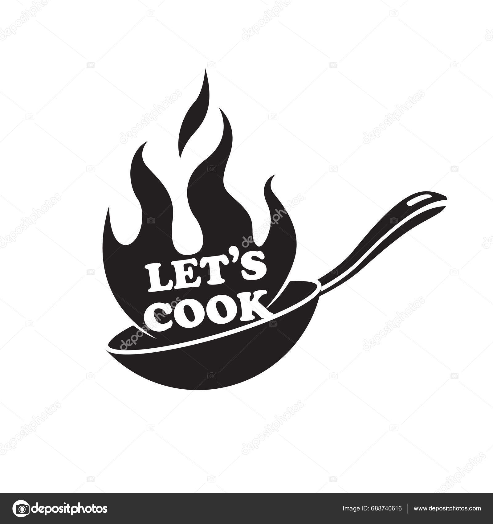 Proceso Cocción Sartén Con Fuego Aislado Sobre Fondo Blanco Vector de ...