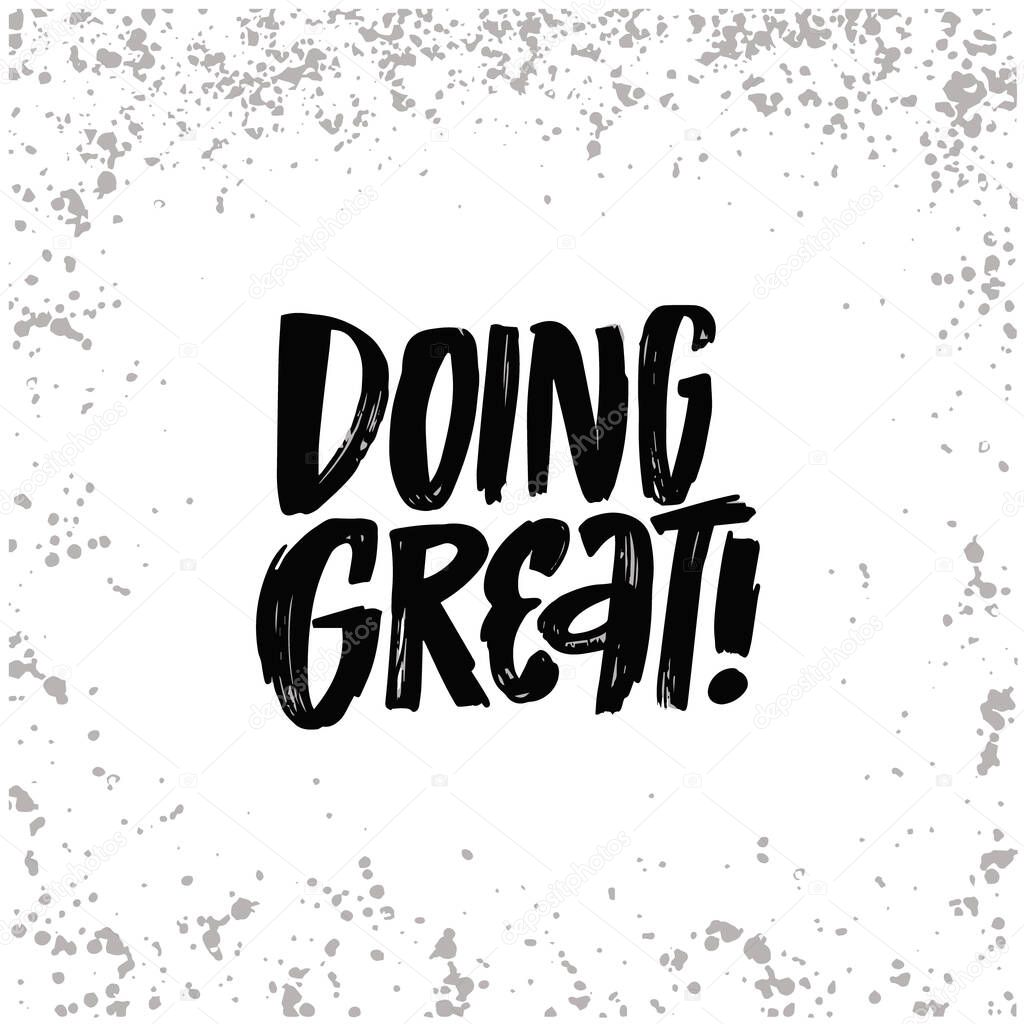 Haciendo gran mano dibujado frase de letras de color negro. Motivación ...