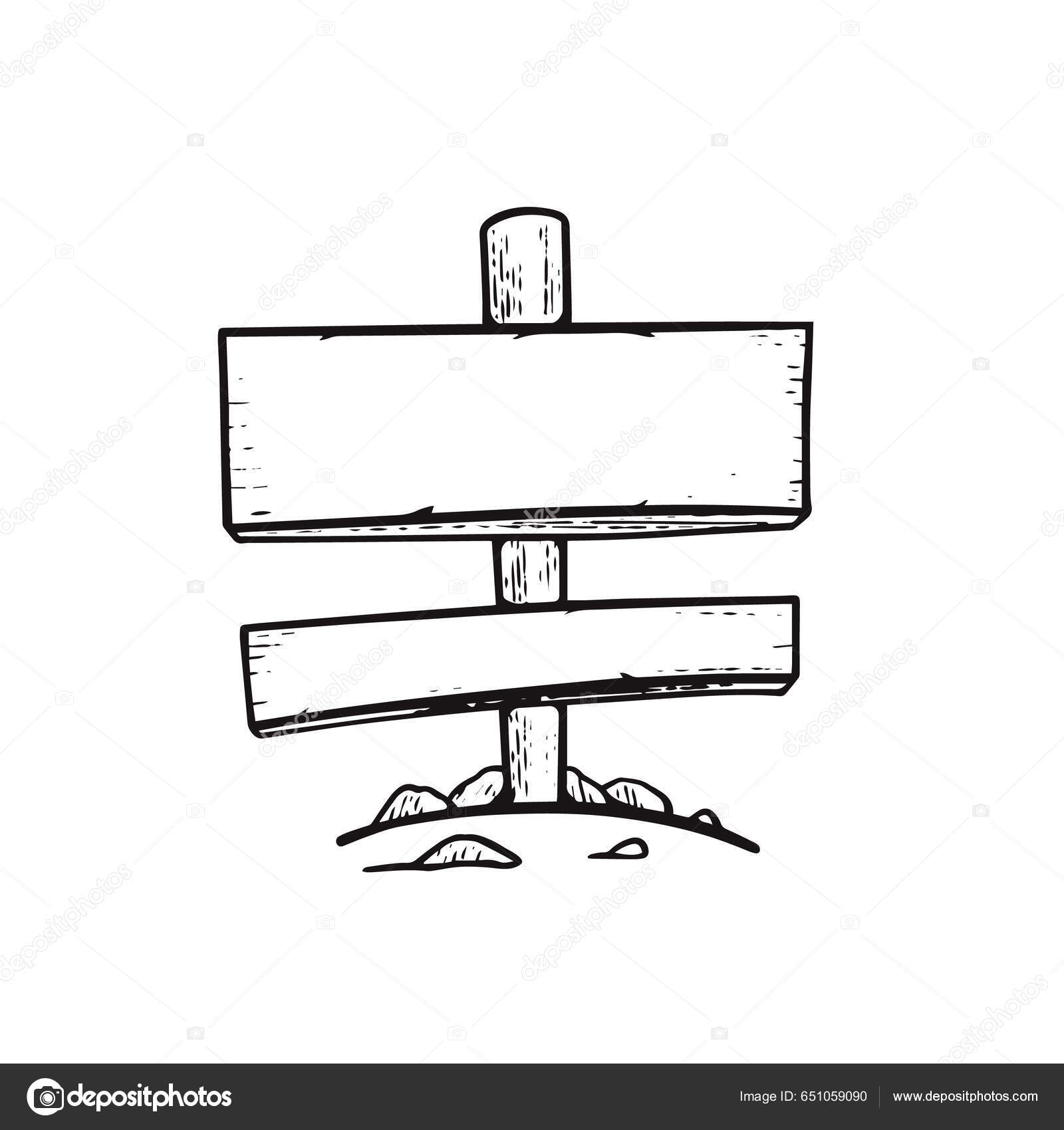 Hand Drawn Monochrome Signboard Line Art Sketch Vintage Style Vector ...