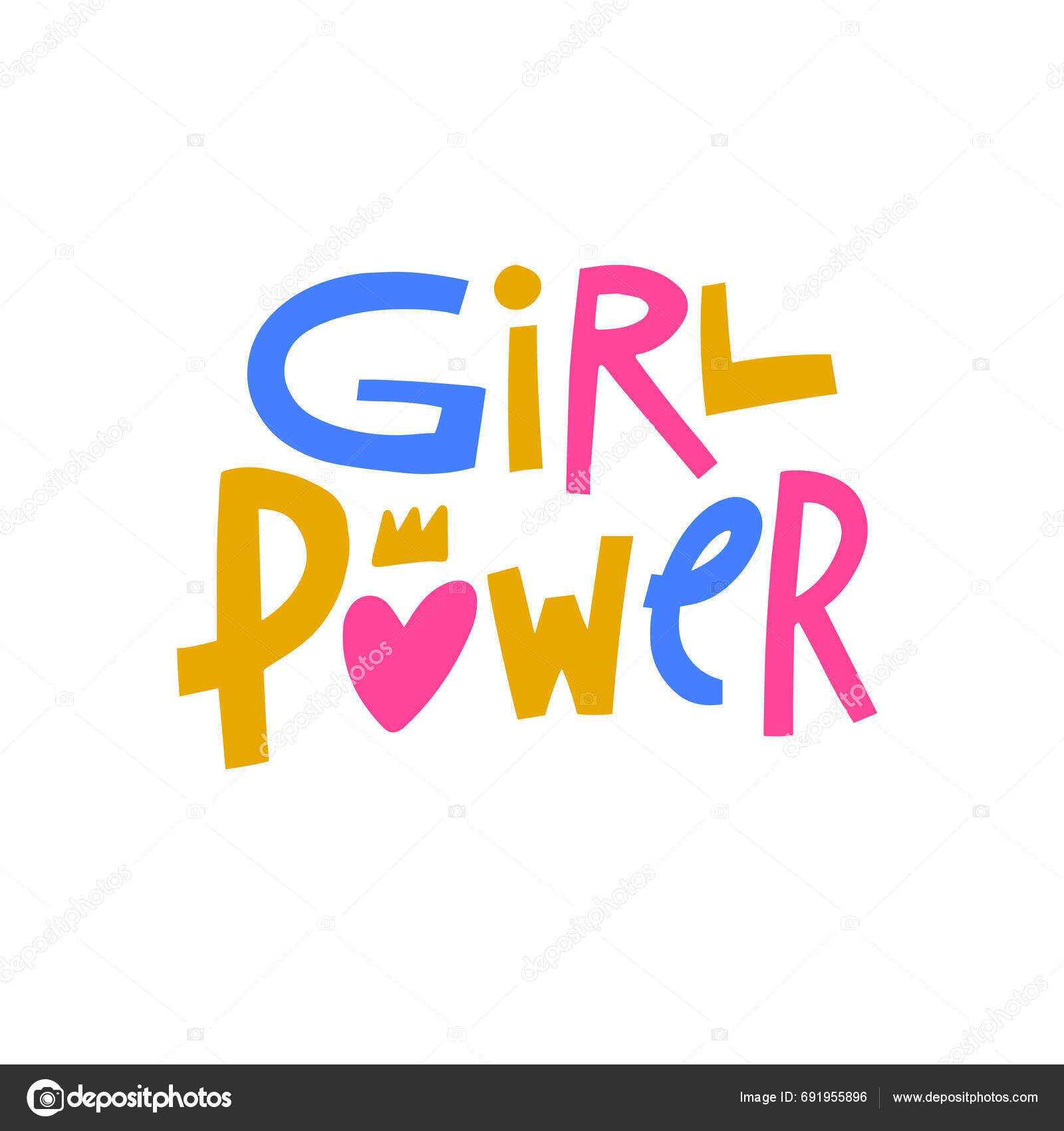 Hand Drawn Girl Power Modern Typography Lettering Text Vector Art Stock ...