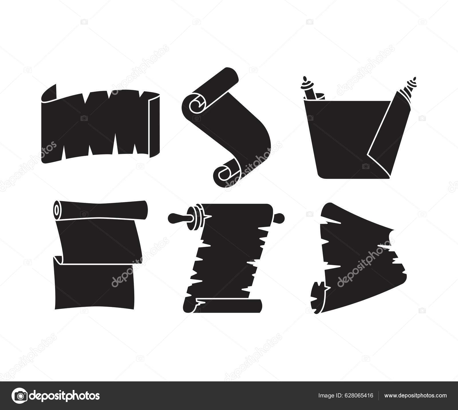 Parchment Paper Scroll Icons Illustration Stock-Vektorgrafik von ...