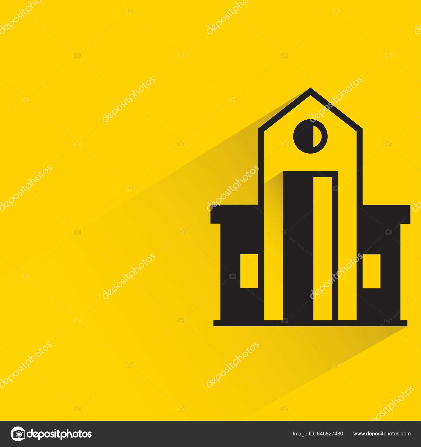 Office Tower Shadow Yellow Background Stock Vector by ©loopang 645827480
