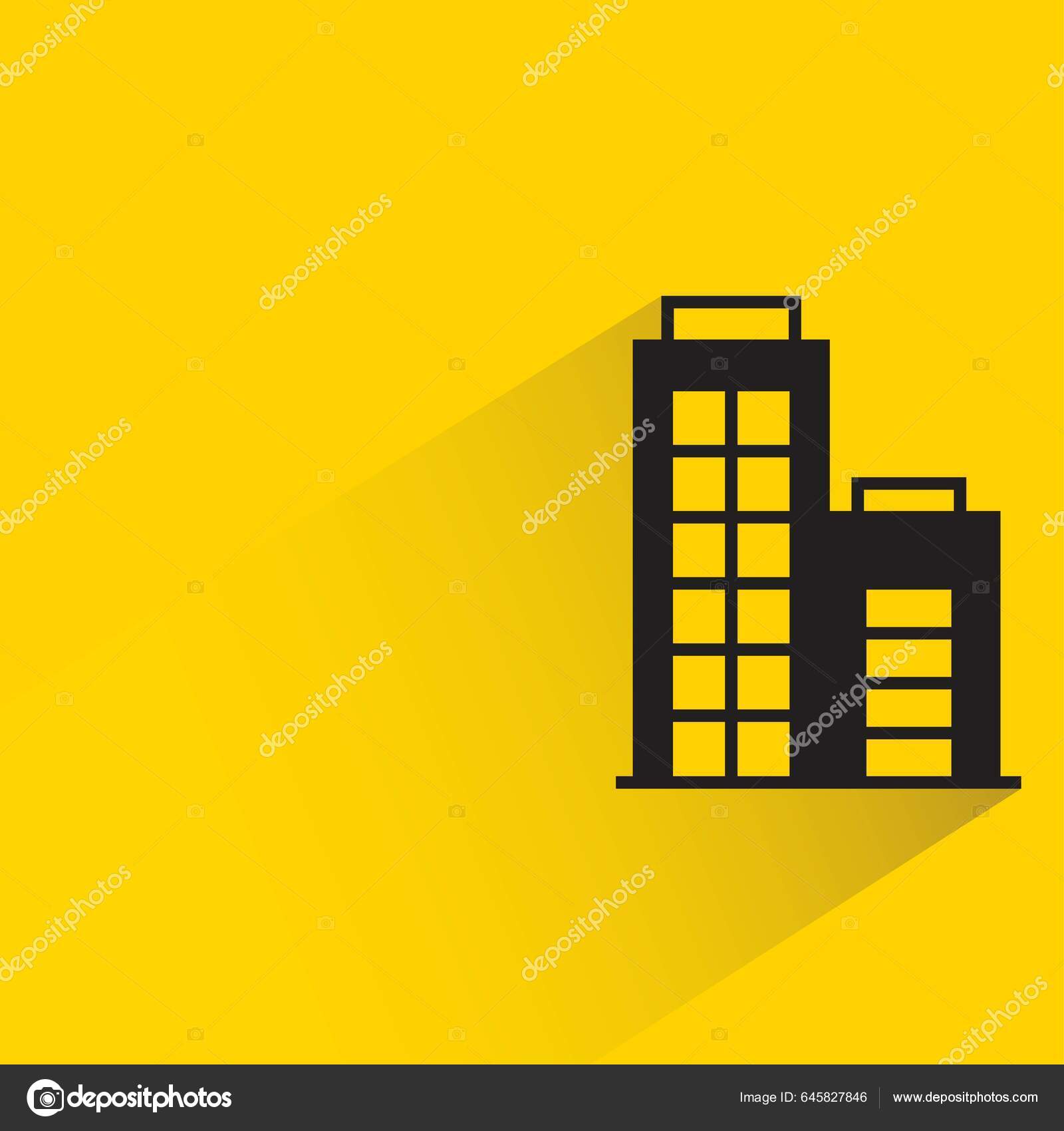 Office Tower Shadow Yellow Background Stock Vector by ©loopang 645827846
