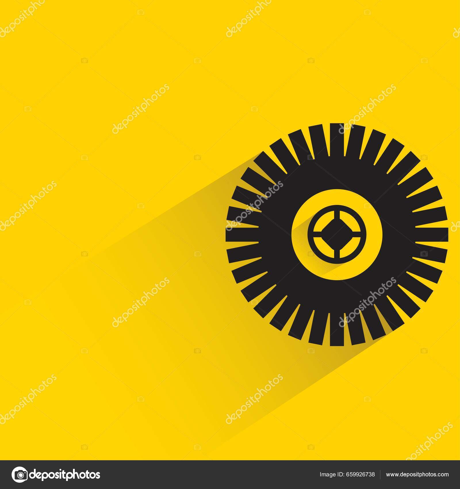 Gear Shadow Yellow Background Stock Vector by ©loopang 659926738