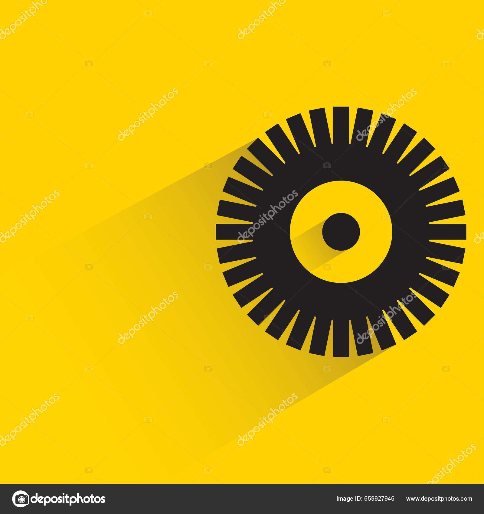 Gear Shadow Yellow Background Stock Vector by ©loopang 659927946